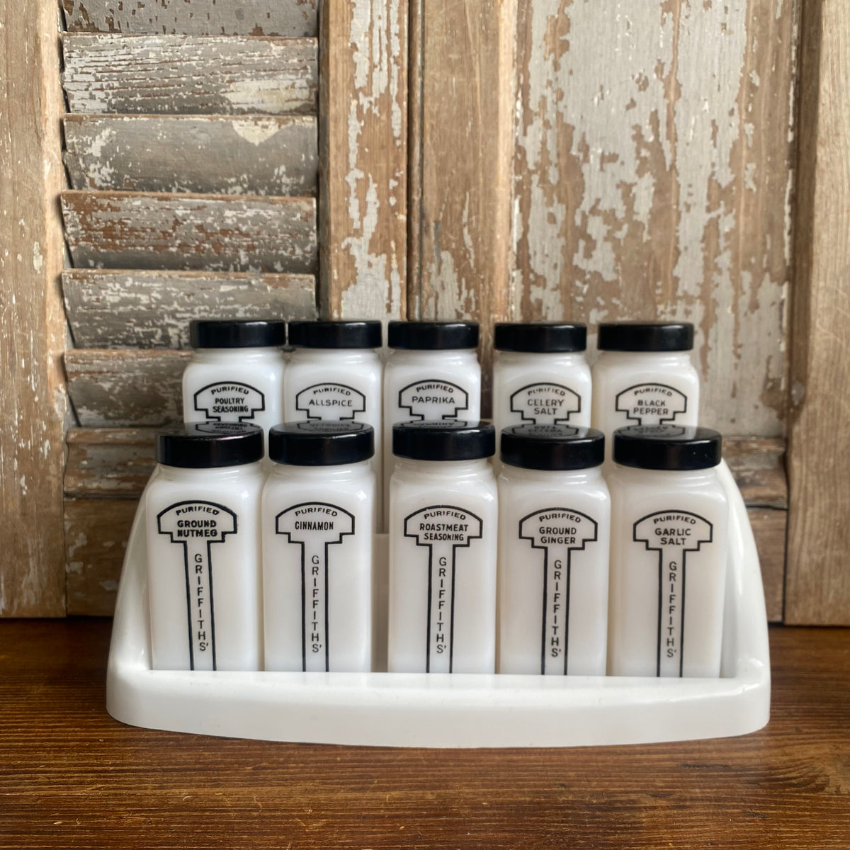 Vintage Art Deco Griffith’s Spice Jar Set/10 with Original Rack c.1930 ...