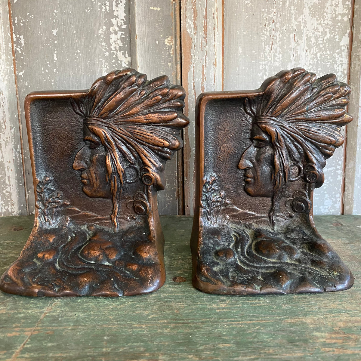 Antique Native Indian Cast Art Nouveau Bookends – Blackbird Vintage Finds