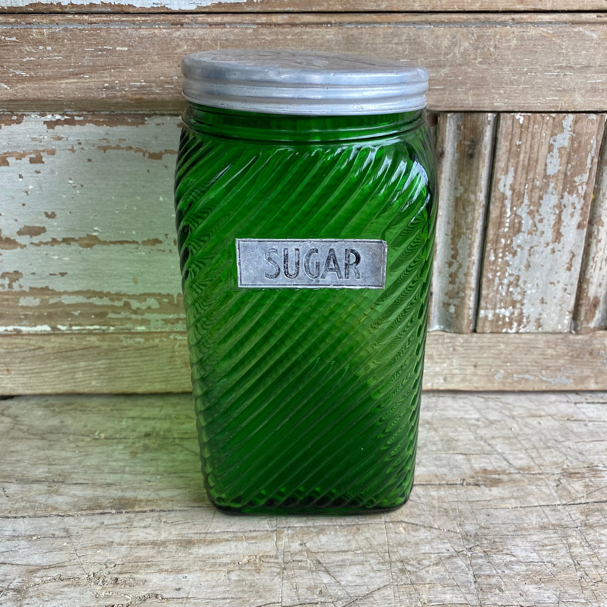 Vintage Owens Illinois Green Glass Sugar Canister Blackbird Vintage Finds
